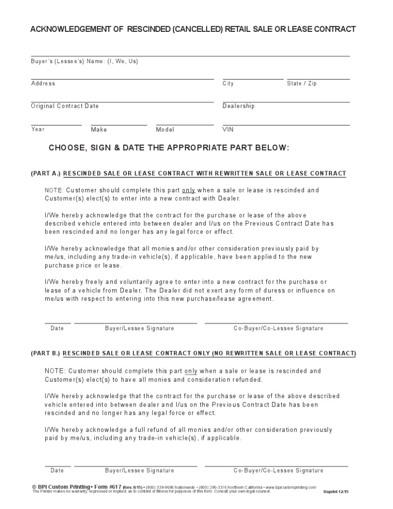 Acknowledgement of Cancelled Contract | BPI Custom Printing