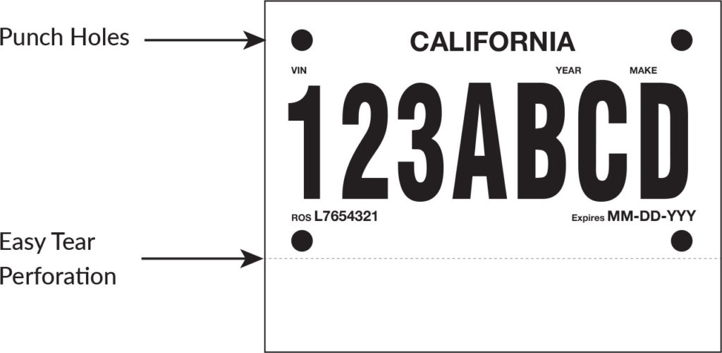 Poliprint Single Perf Temporary License Plate Paper | BPI Custom Printing